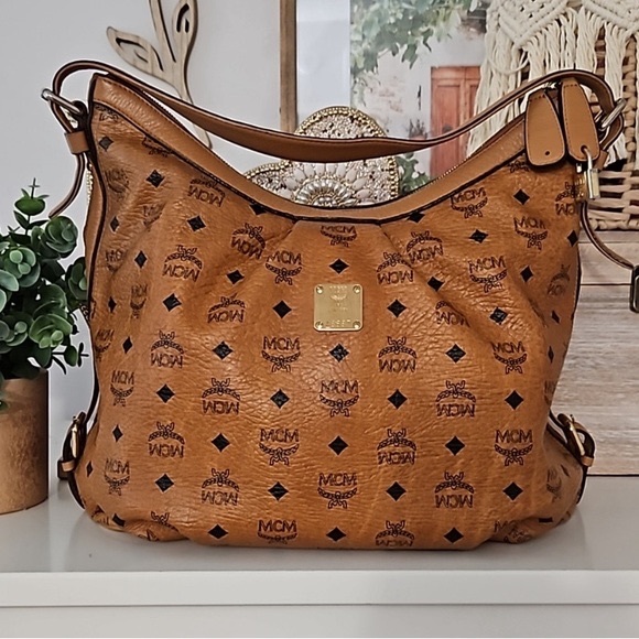 MCM | Bags | Mcm 2pc Cognak Leather Visetos Hobo Shoulder Bag Wmcm Lock ...